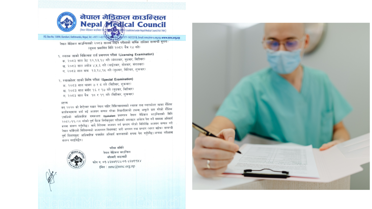 NMC license examination schedule for 2083: Nepal medical Council - Dr ...